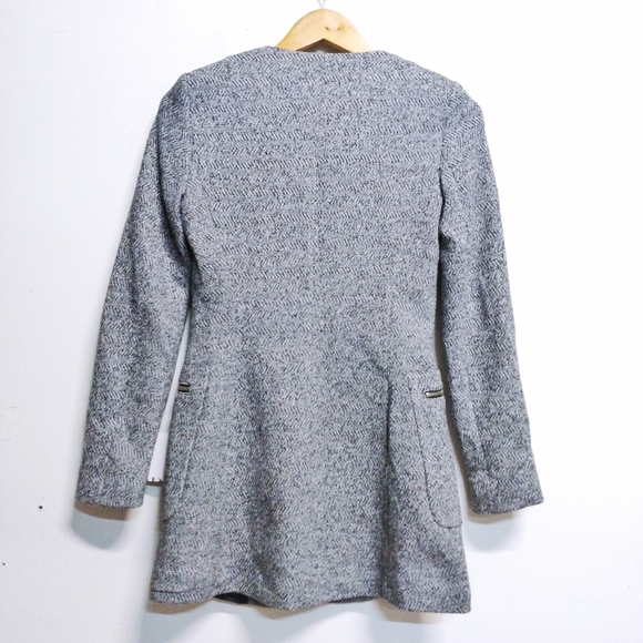 Zara | Jackets & Coats | Nwt Zara Navy Blue Herringbone Zipup Frock ...